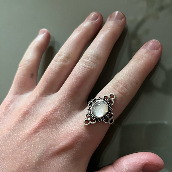 Jewelry | Vintage Silver Ring With A Embezzled Stone | Poshmark